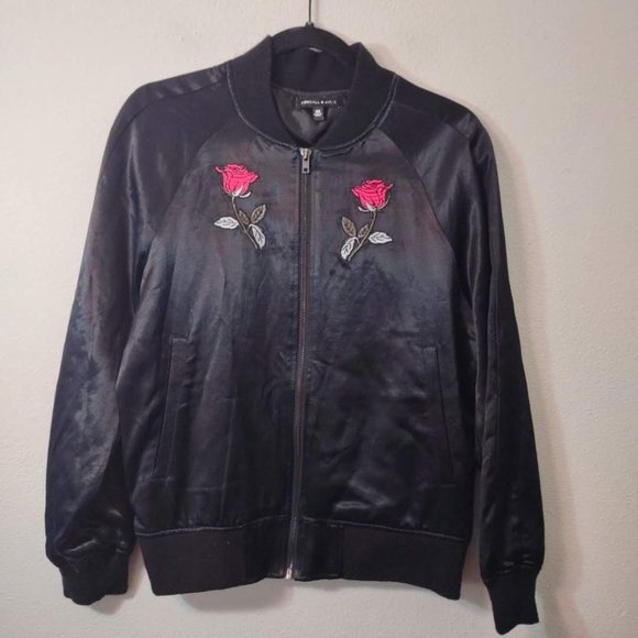 Kendall & Kylie | Jackets & Coats | Kendall Kylie Black Roses Silky ...
